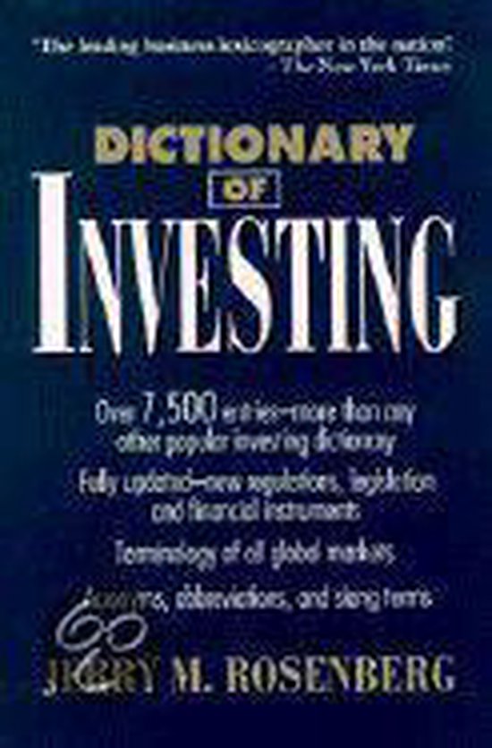 Dictionary of Investing, Jerry M Rosenberg | 9780471574347 | Boeken ...