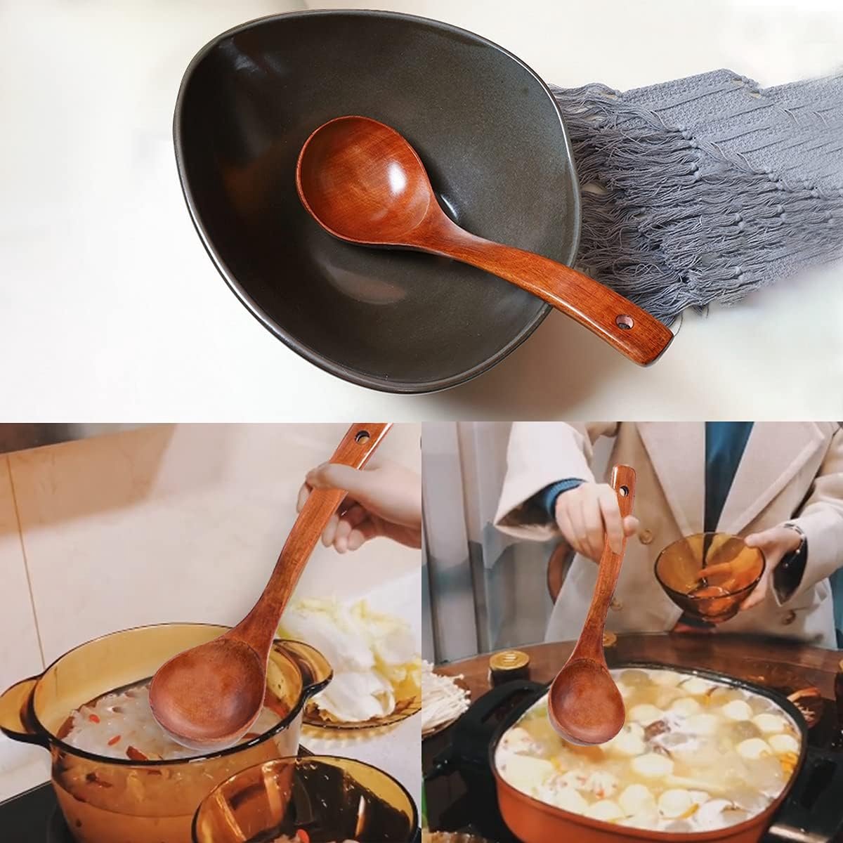 Houten Soeplepel, Lange Steel Pap Schep Soep Houten Lepel Thuis Koken ...