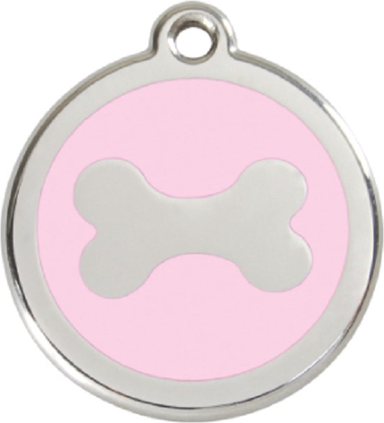 Hondenpenning-bot afdruk-groot-roze-28mm-Hondenpenning.nl | bol