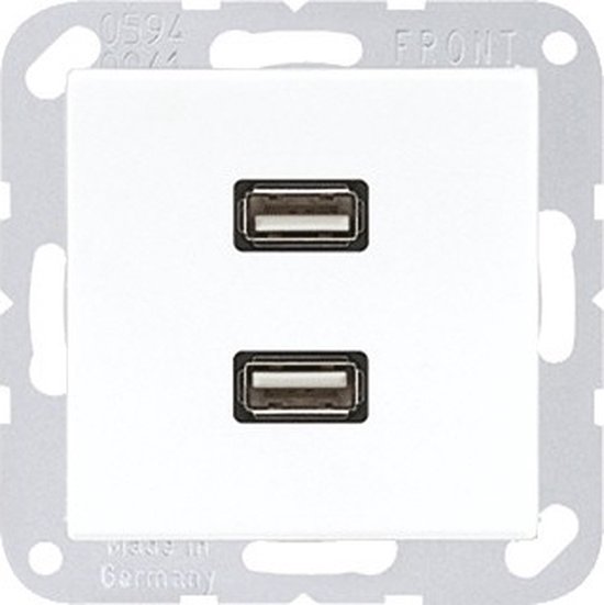 Jung AS500 USB-wandcontactdoos, wit, 2 eenheden - | bol.com