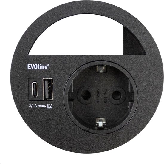 Evoline Circle 80 zwart USB A/C lader | bol