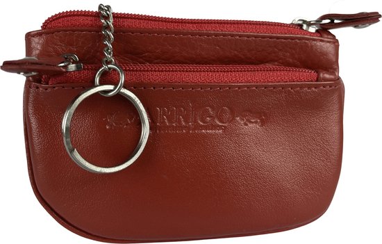 Portemonnee Dames – Rood - Soepel Leer - Sleuteletui met rits – Mini ...