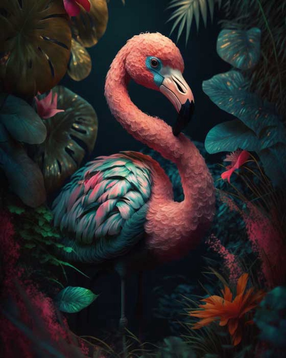 Baby Jungle Flamingo Art Print 40x50cm | Poster | bol.com
