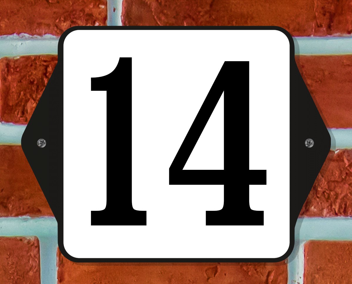 Huisnummerbord Klassiek - Nummer 14 - 14 x 11 cm - incl. bevestiging ...