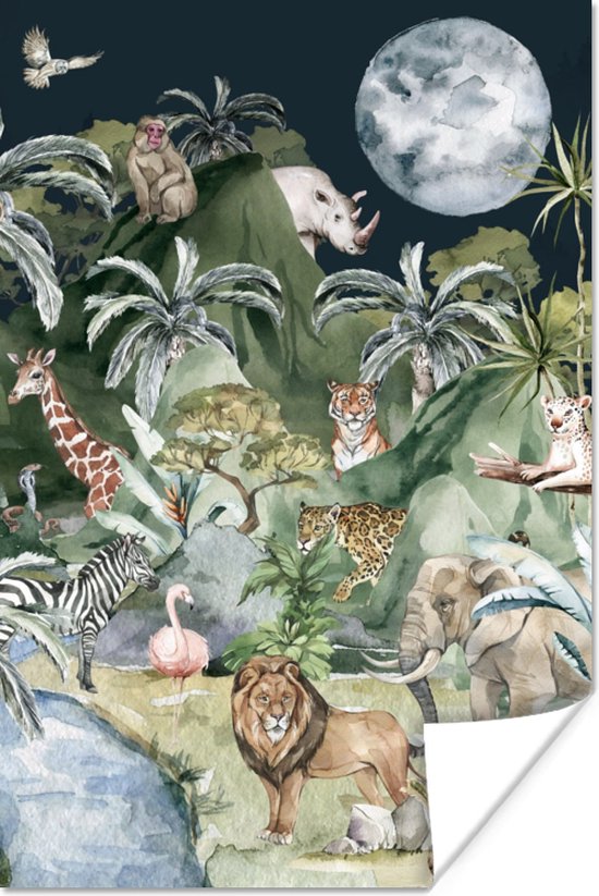 Poster kinderen - Kinderen - Jungle - Natuur - Dieren - Planten ...