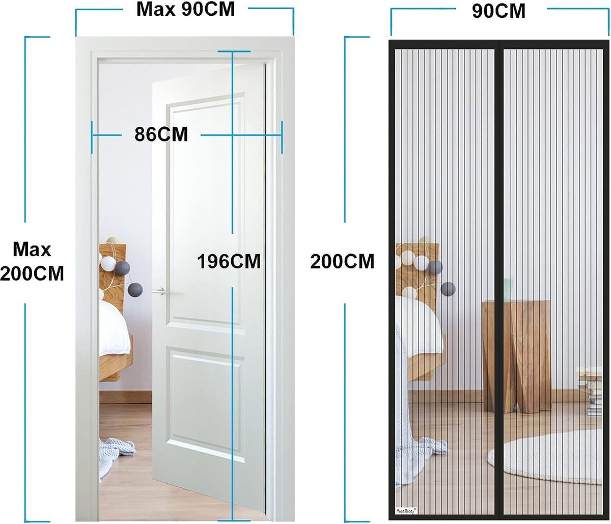 Moustiquaire pour porte, magnétique, professionnelle 90 x 200 cm ...