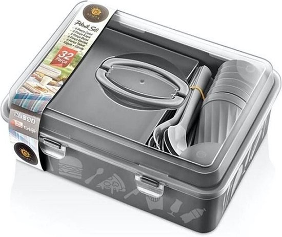 Picknick set herbruikbaar 32 stuks voor 6 personen, bekers, borden ...