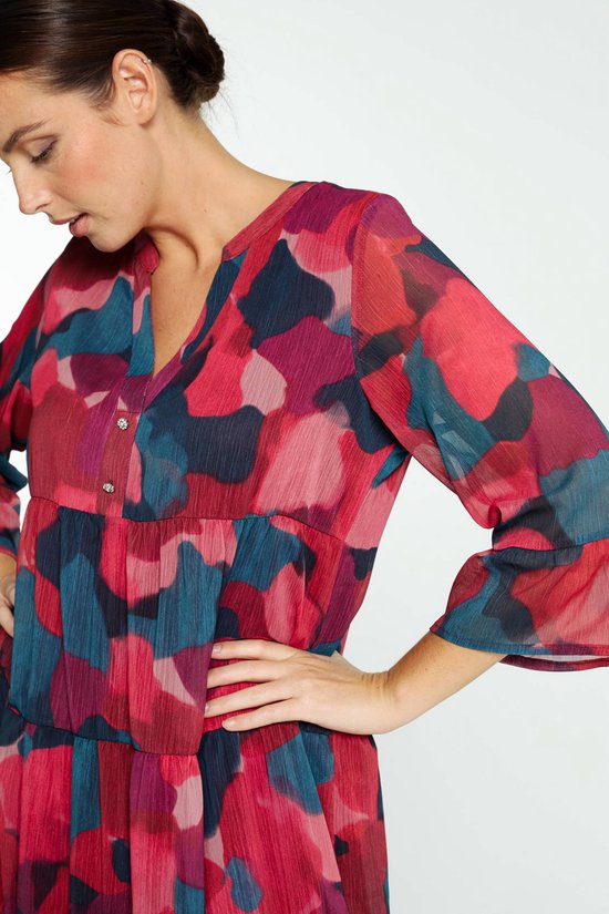 Cassis Korte, wijde jurk met vlekkenmotief van rode vruchten | bol.com