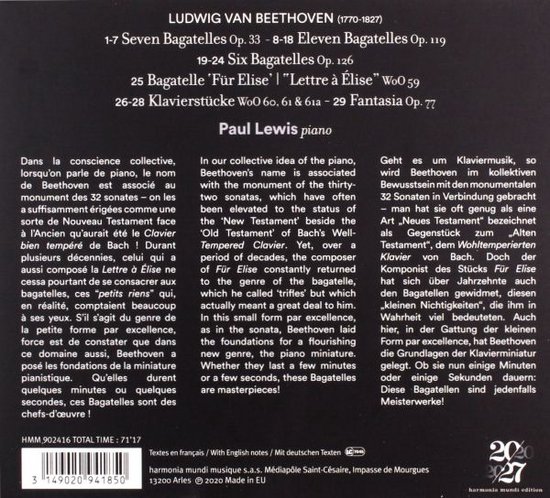 Paul Lewis - Beethoven Für Elise. Bagatelles Opp (CD), Paul Lewis | CD ...