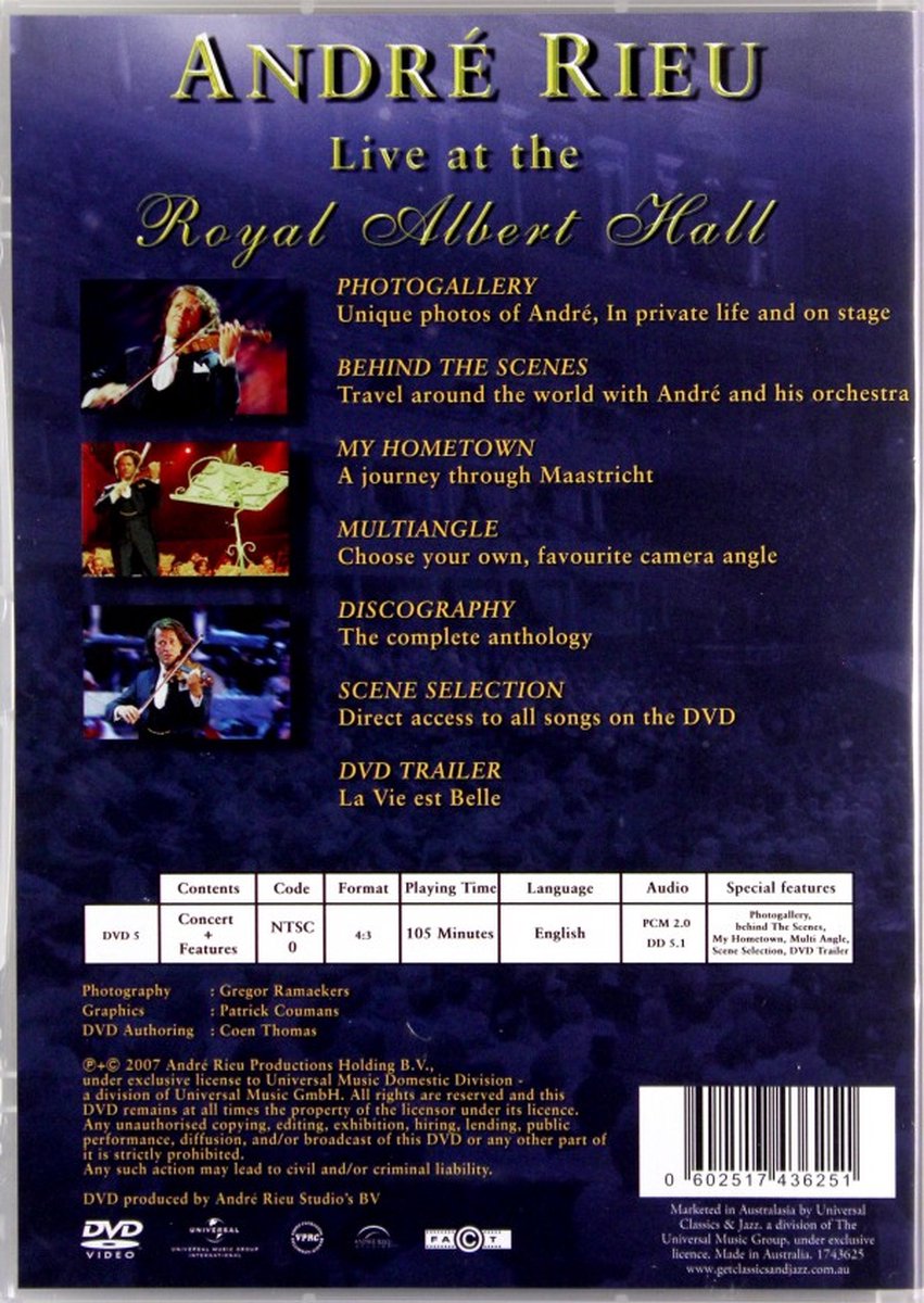 Andre Rieu: Live at Royal Albert Hall [DVD] (Dvd), André Rieu | Dvd's | bol
