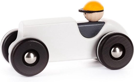 Bajo Houten Retro Racewagen, Wit | bol