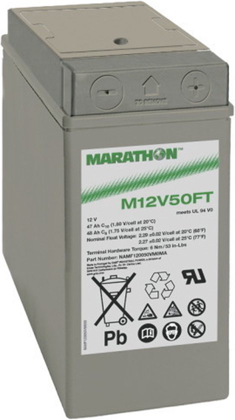 Exide Marathon M12V50FT loodbatterij met M6-schroefaansluiting 12V ...