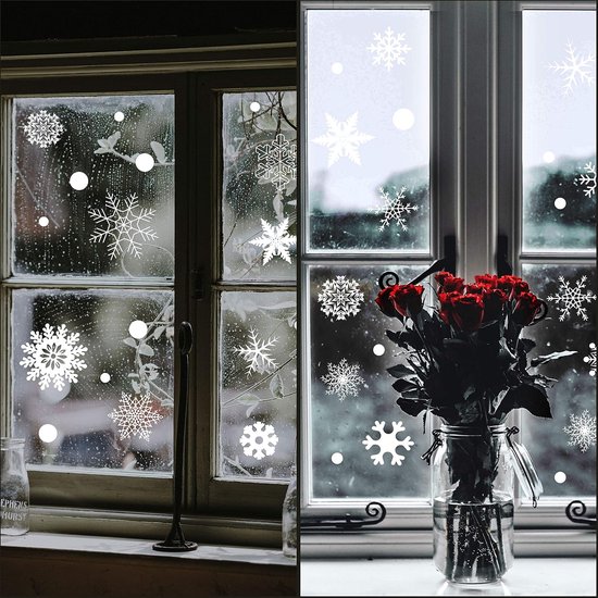 Raamsticker voor kerst (148 stuks), witte statische raamstickers in ...