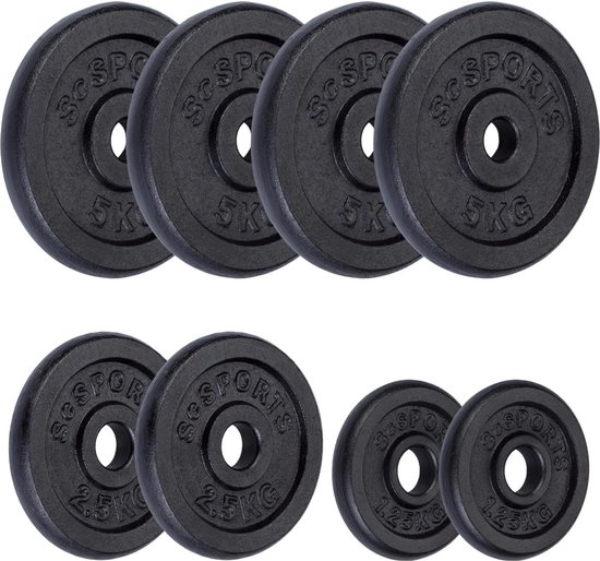 ScSPORTS® - Gietijzeren Dumbell Schijven - Gewichtsschijven - Set van 8 ...