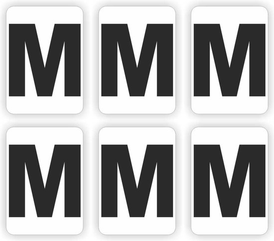 Plakletter M, set 6 stickers | bol