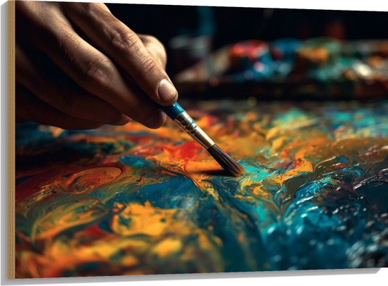 Hout - Hand - Kwast - Kleuren - Mengen - Verf - Kunst - 100x75 cm - 9 ...