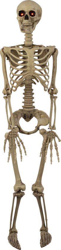 Halloween/horror thema hang decoratie skelet - met LED licht ogen - griezel pop - 90 cm | bol