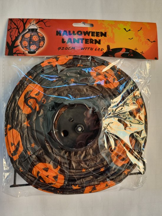 Halloween verlichting Lampion Zwart met oranje pompoen, led light, 20 ...