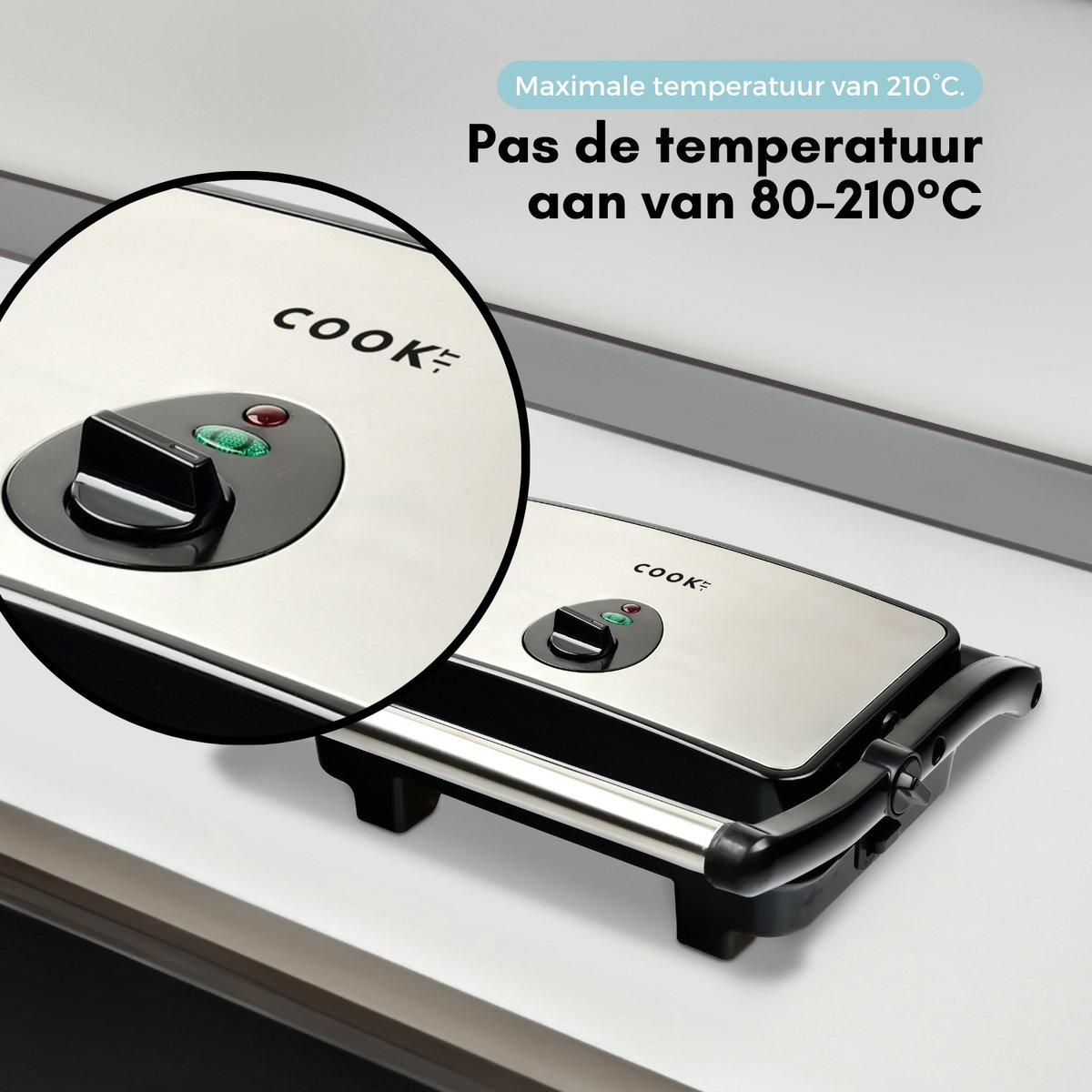 COOK-IT Tosti Apparaat - Instelbare Temperatuur - Vergrendelende Clip ...