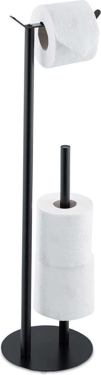 Relaxdays wc rolhouder staand - zwarte toiletrolhouder zonder klep - wc ...