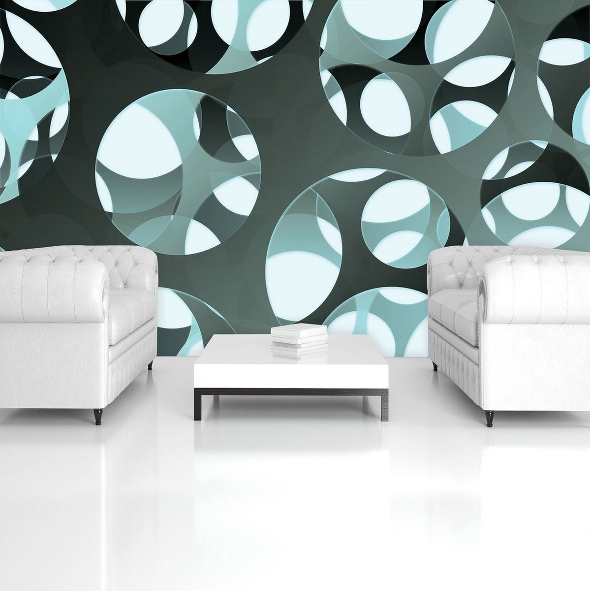 Fotobehang - Vlies Behang - Blauwe Abstracte Cirkels - 208 x 146 cm | bol