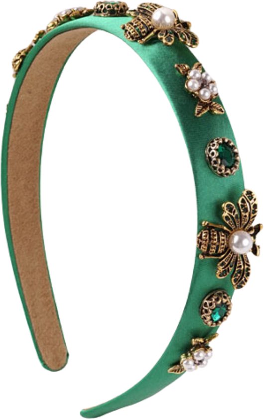 Dottilove Jean Bee-haarband - Haar accessoire - Sierklem - Sier accessoire - Groen | bol