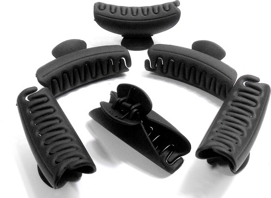 6 siliconen haarklemmen 9 cm zwart | bol