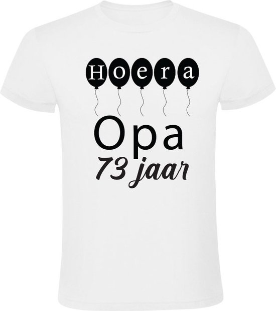 Hoera opa 73 jaar Heren T-shirt - verjaardag - feest - opa ...