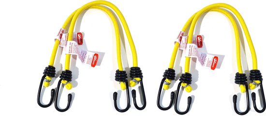 JUMBO snelbinder met haken set 4 stuks, geel, 45 cm lang, 8 mm | bol