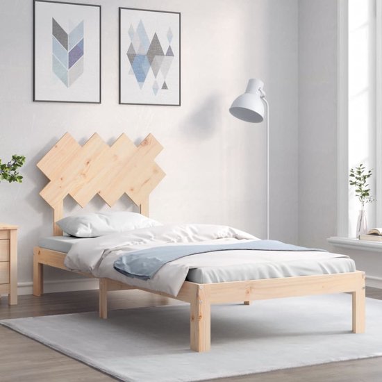 The Living Store Bedframe met hoofdbord massief hout 90x200 cm ...