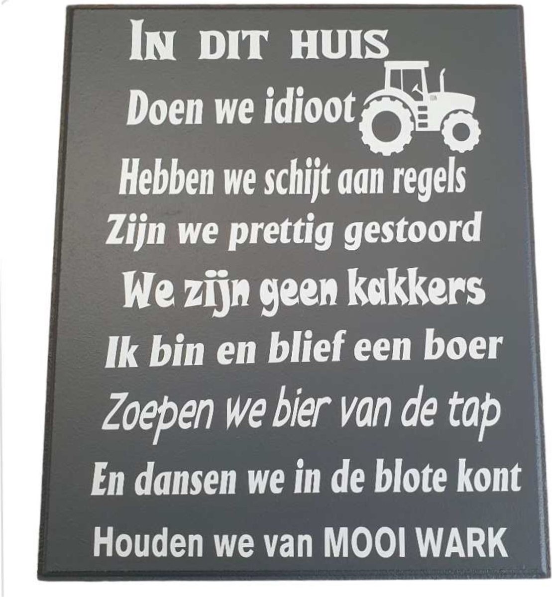 Tekstbord - In dit huis - spreukenbord boer - tractor | bol