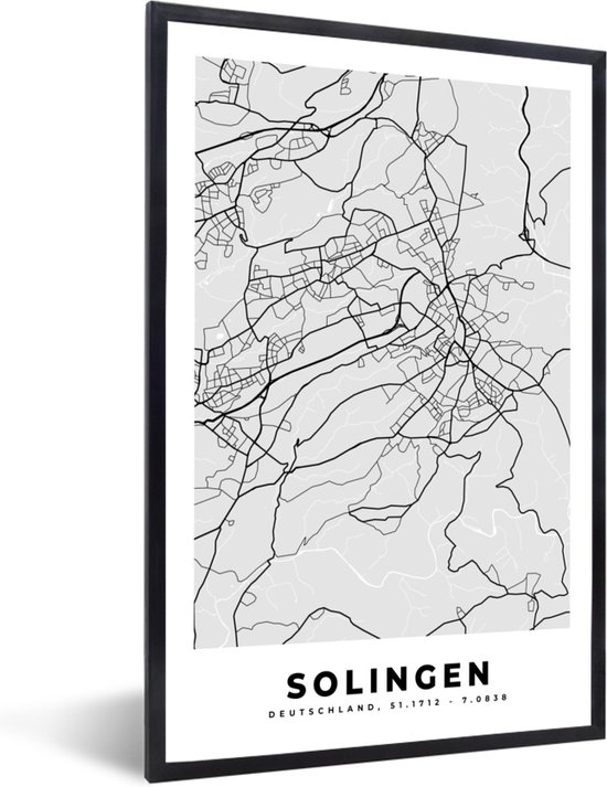 Fotolijst incl. Poster - Plattegrond - Duitsland - Solingen- Kaart ...