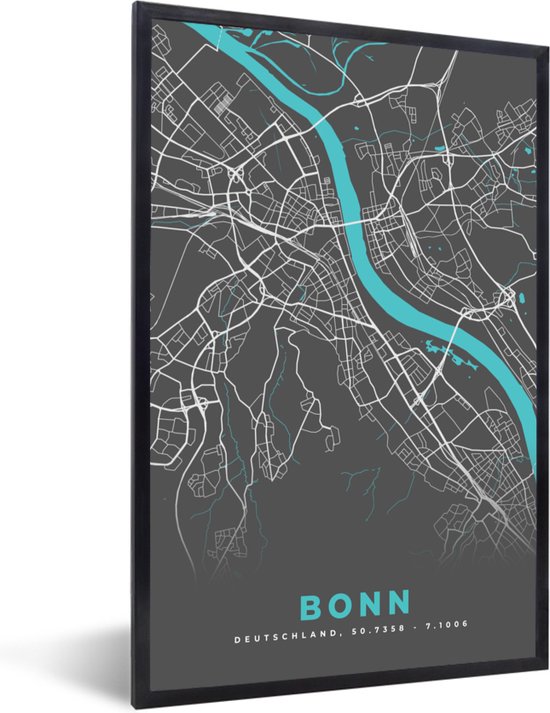 Fotolijst incl. Poster - Stadskaart – Bonn – Duitsland – Plattegrond ...