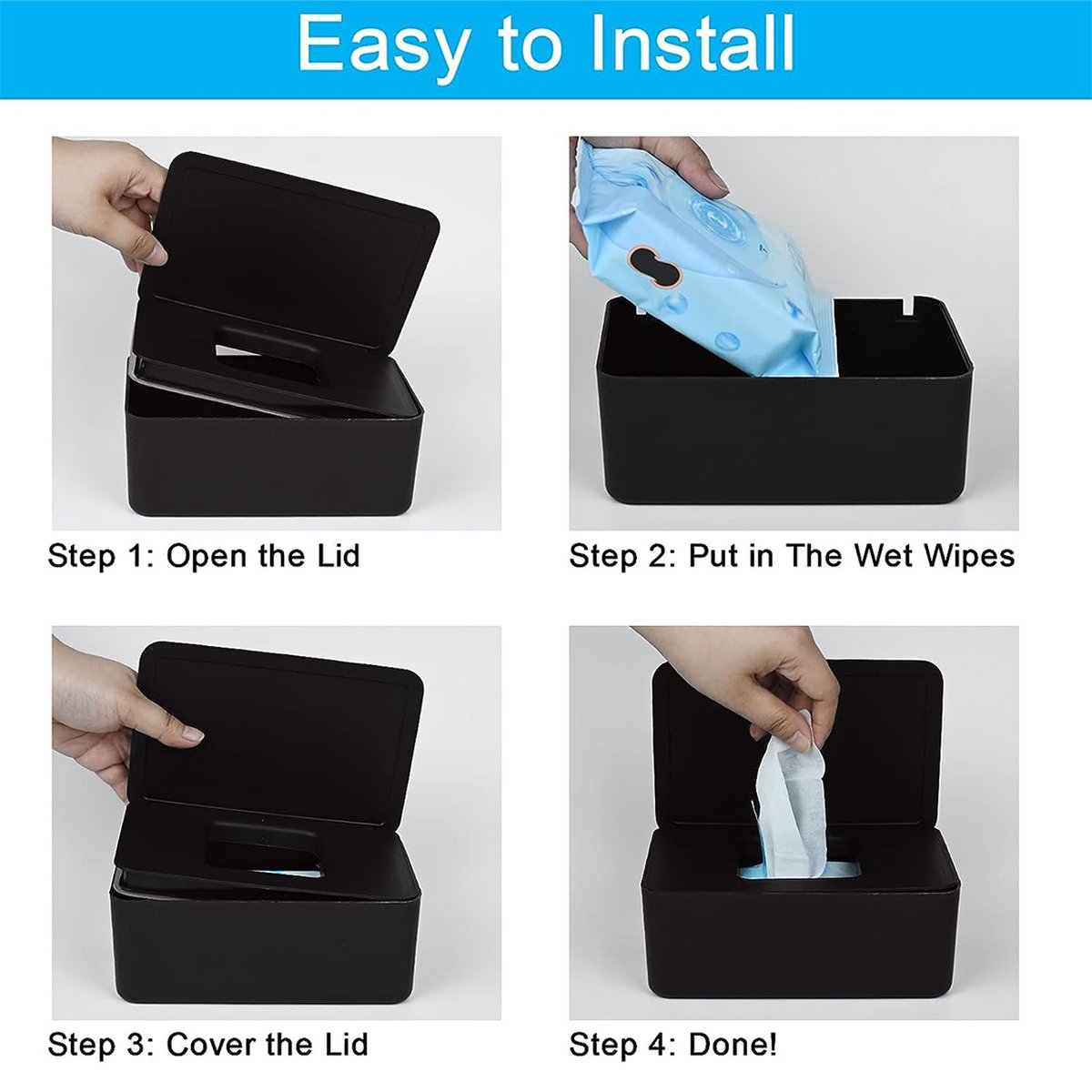 Billendoekjes box - Zwart - Tissue Box - Wipe box - Billendoekjes ...