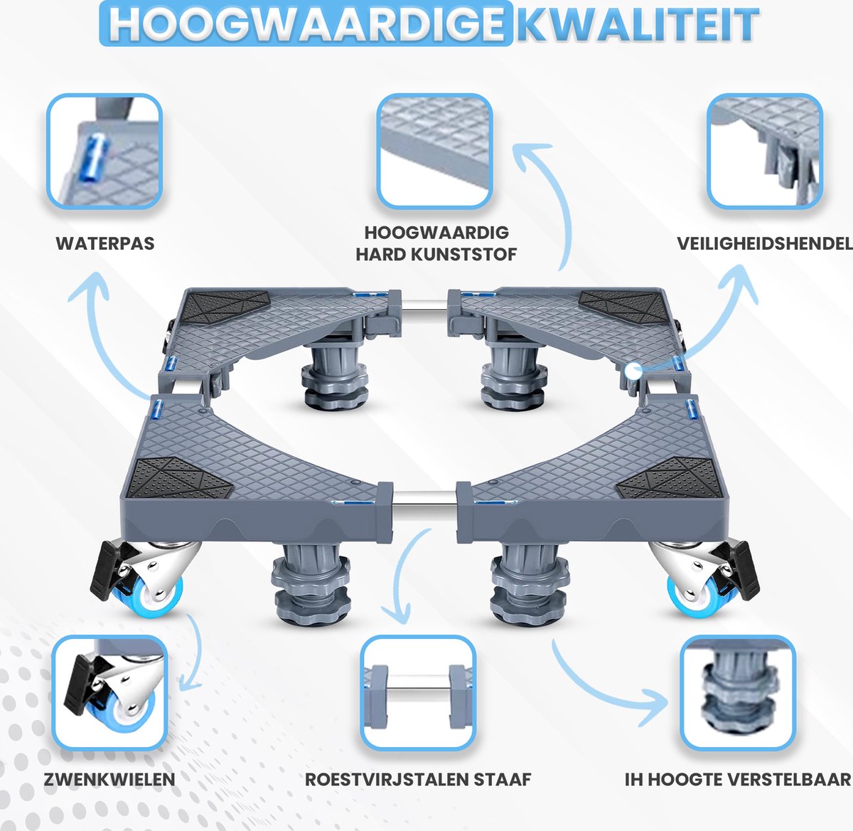 Fabula Wasmachine Verhoger met Wieltjes en Pootjes - Wasmachine Kast ...