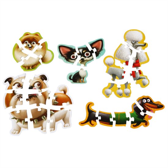 Puzzlika Puzzel - Honden - 4+4+5+6+8 stukjes | bol