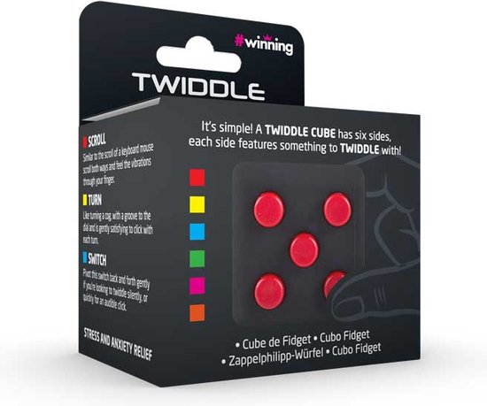 #Winning Novelty - Twiddle Cube V2 - Zwart / Rood - Fidget Cube | bol