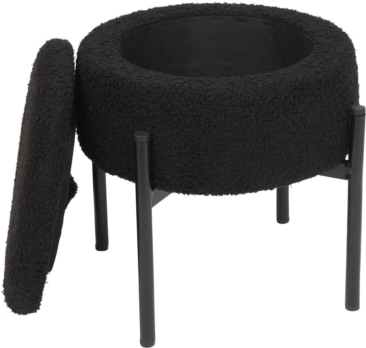 Easyfold® teddy opbergpoef - Zwart - Opberg - Modern - Zacht - Poef ...