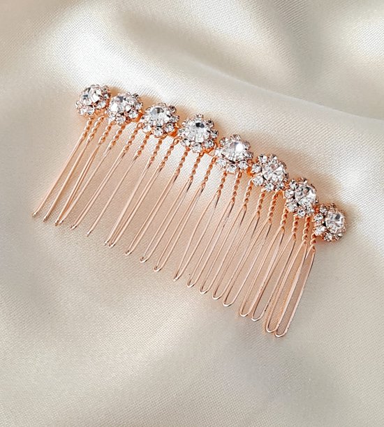 Goudkleurige Haarkam Crystal - Insteekkam 8,9X5 CM Parels- Youhomy ...