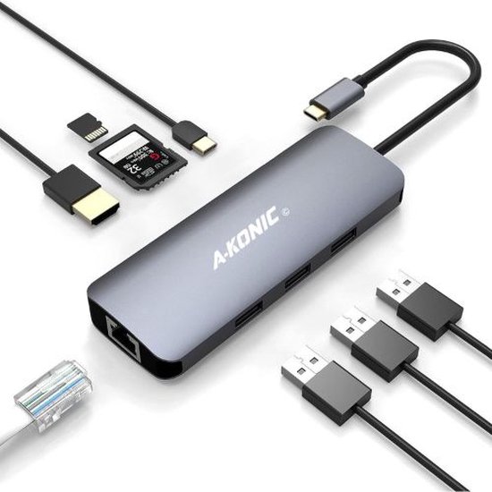 A-KONIC USB C hub - Premium Quality - Ultra 4K - Universal | bol