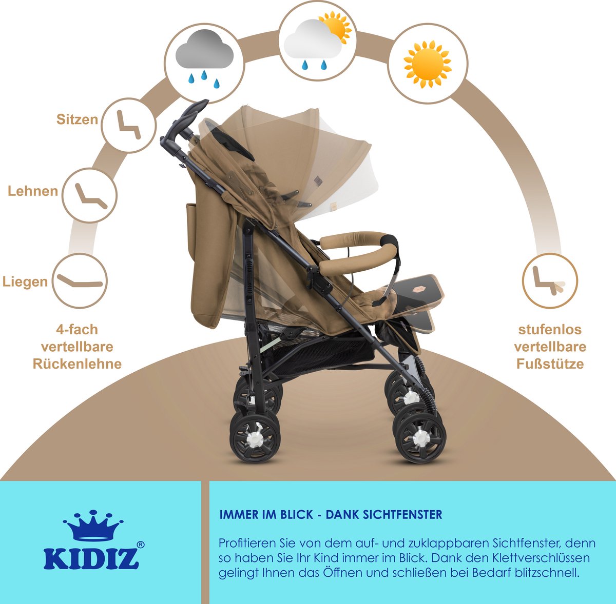 KIDIZ® Kinderwagen / Wandelwagen City-Pro Buggy Kinderbuggy Opvouwbaar ...