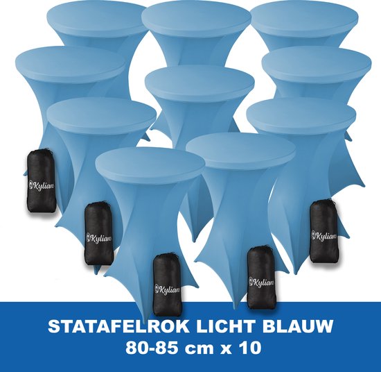 Statafelrok Licht Blauw x 10 – ∅ 80-85 x 110 cm - Statafelhoes met Draagtas - Luxe... | bol