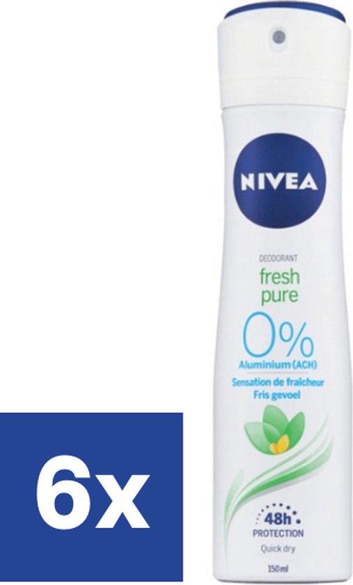 Nivea Fresh Pure 0% Deo Spray - 6 x 150 ml | bol.com