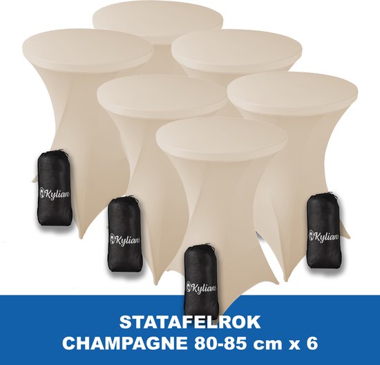 Statafelrok Champagne x 6 – ∅ 80-85 x 110 cm - Statafelhoes met Draagtas - Luxe Extra... | bol