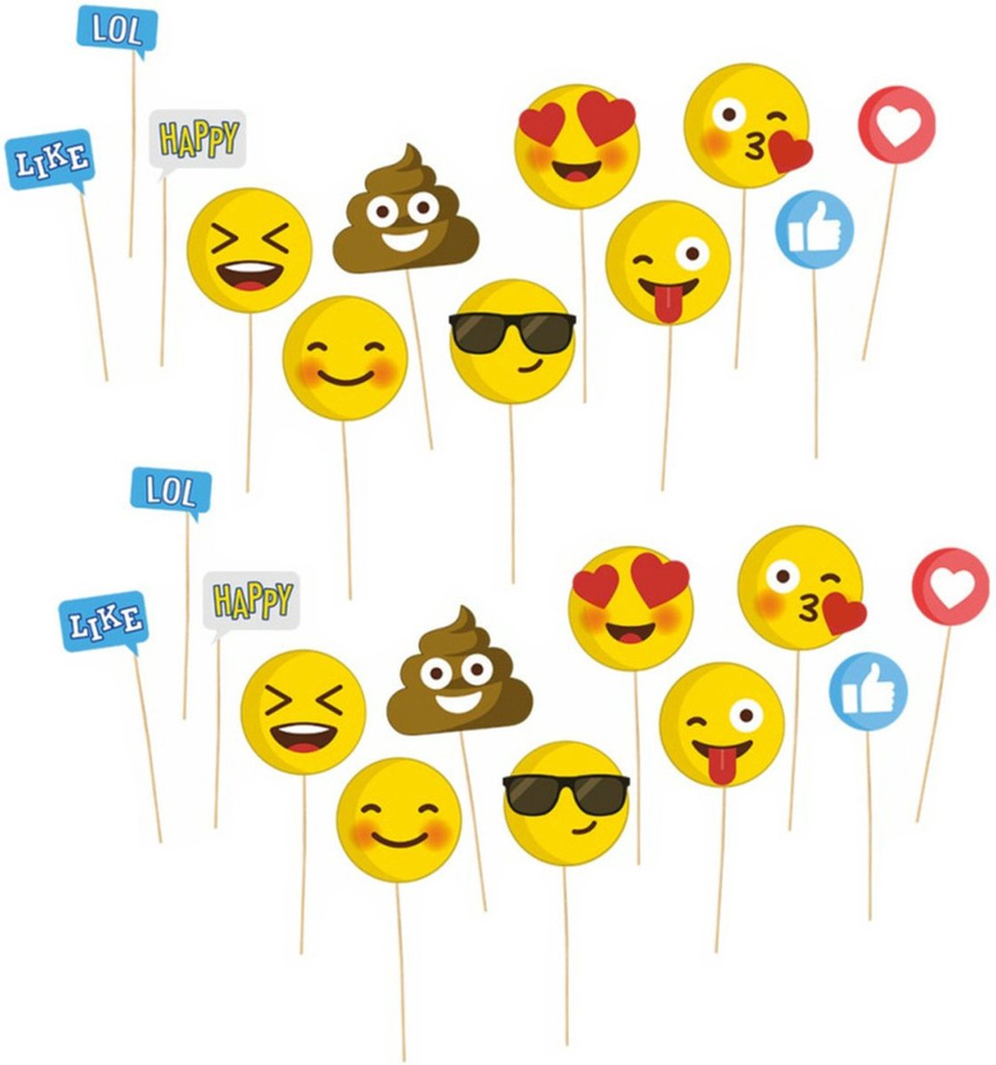 Chaks Foto props emoticons thema set - 24-delig - op stokjes ...