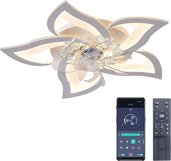 Stille plafondventilator met verlichting, moderne led-dimbare ...