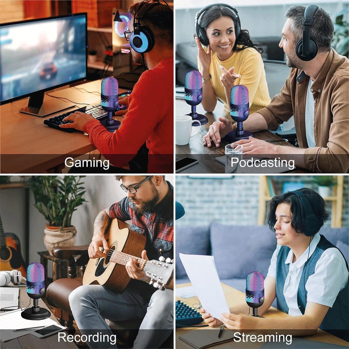 USB Microfoon met Standaard - voor PC en Gaming - Streaming Microphone ...