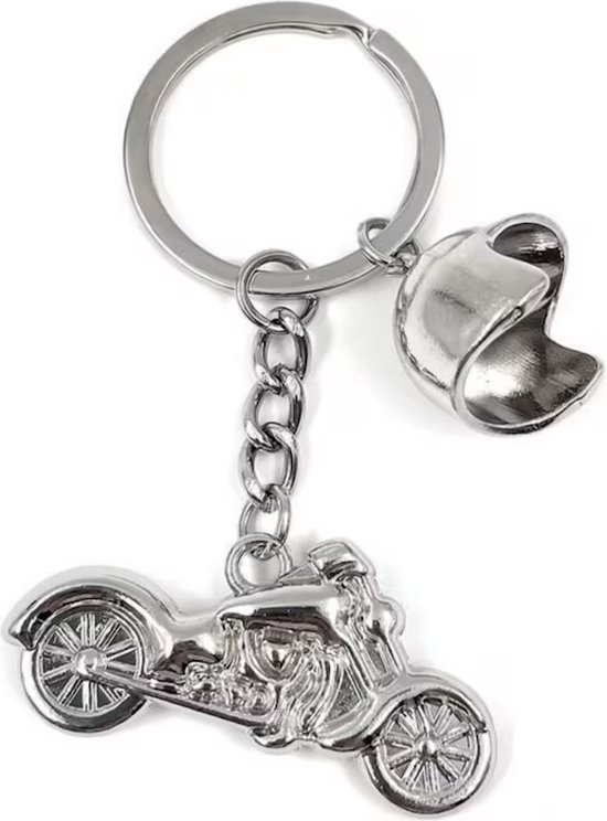Sleutelhanger - Zilveren Motor met Jethelm - Leuke Accessoire ...