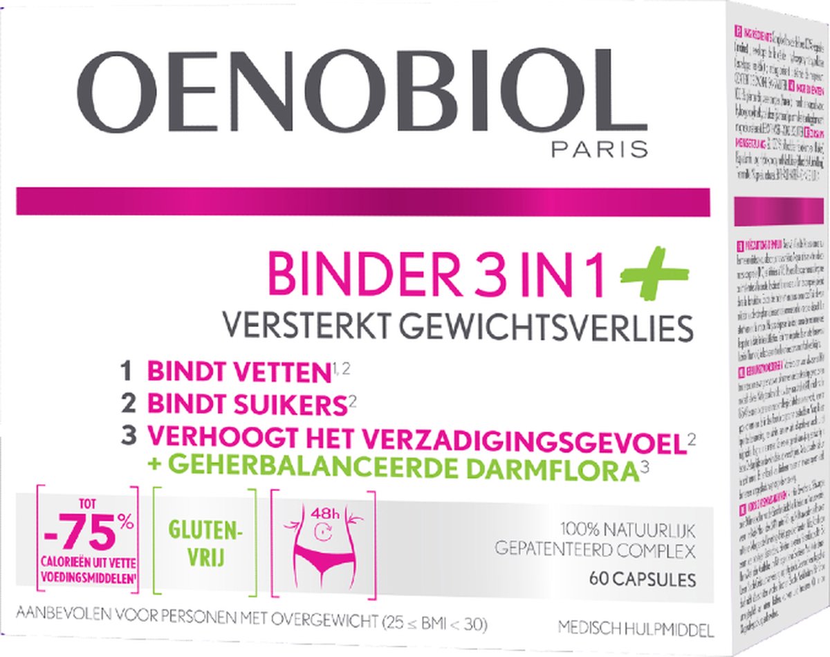 OENOBIOL Binder 3in1 - Afslankpillen voor snel afvallen - Fatburners - Gewichtsverlies... | bol