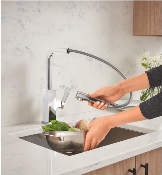 Keukenkraan met uittrekbare sproeikop, chroom | bol